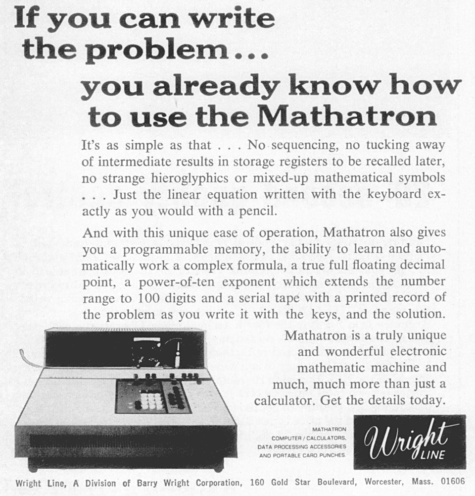 AD ARCHIVE - Mathatronics Mathatron 8-48M Version 2 Advertisement