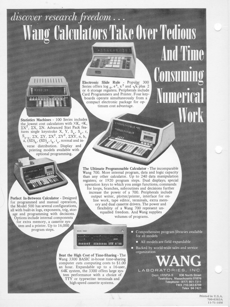AD ARCHIVE - Wang Calculator Line Advertisement